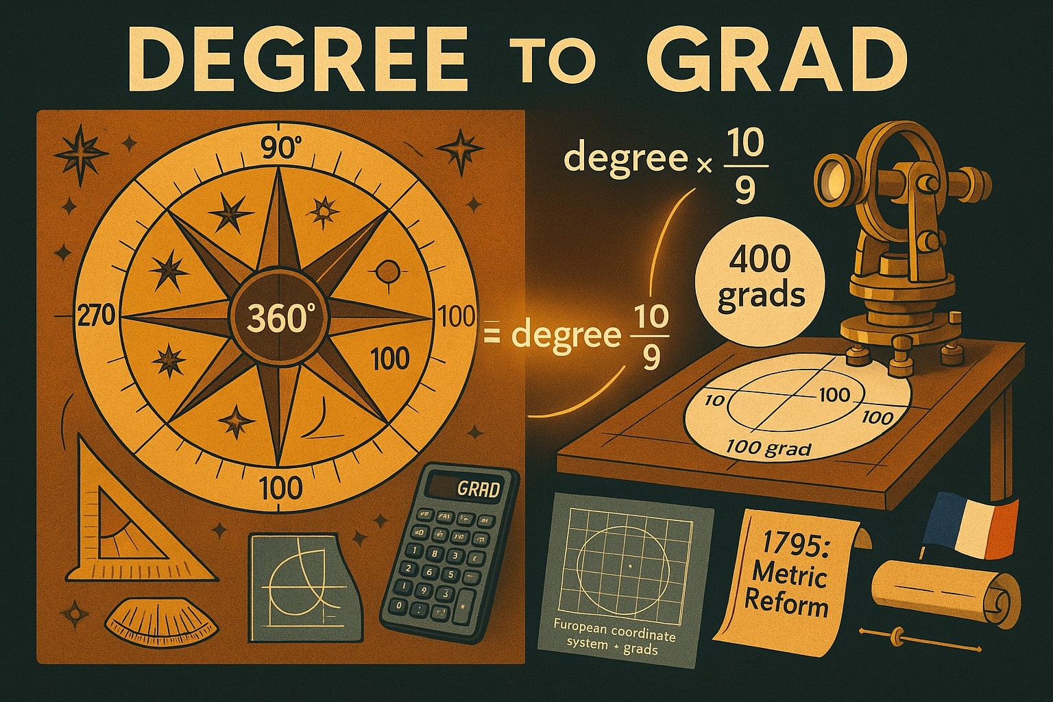 Degrees To Grads Converter - JetCalculator